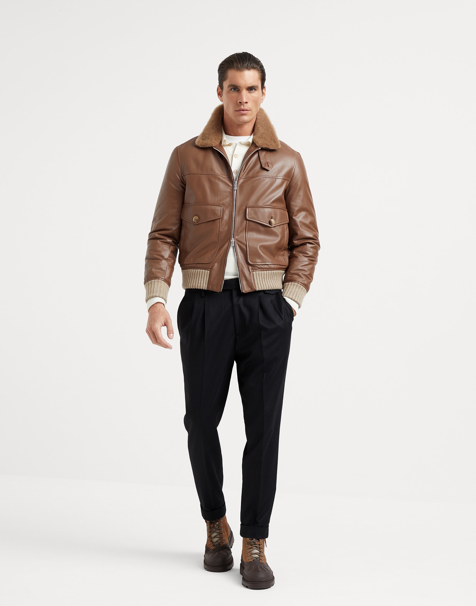 Aviator jacket with quilting (242MPRGG2008C1135) for Man | Brunello ...