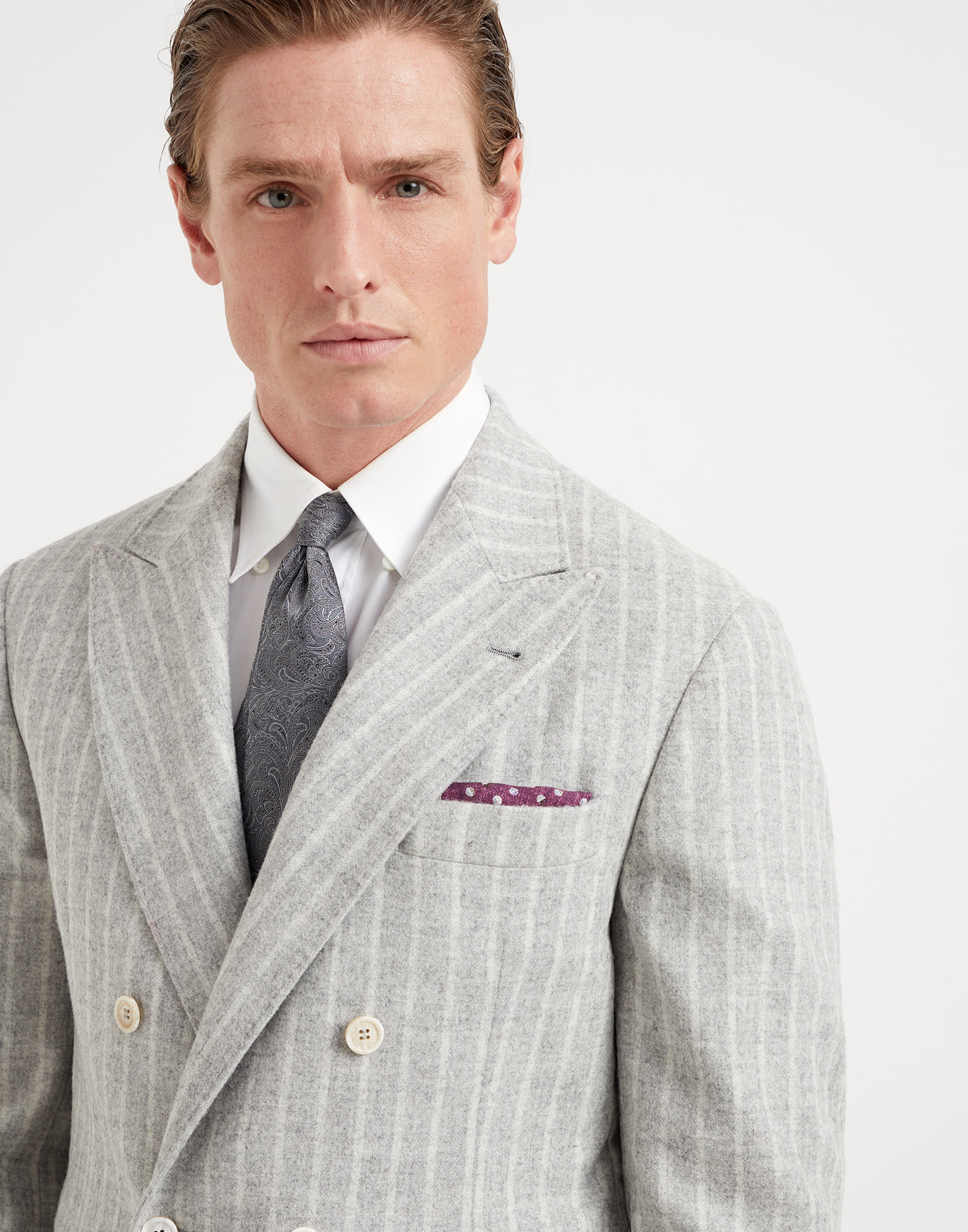 Double-face pocket square (242MR8760091CQJ7001) for Man | Brunello ...