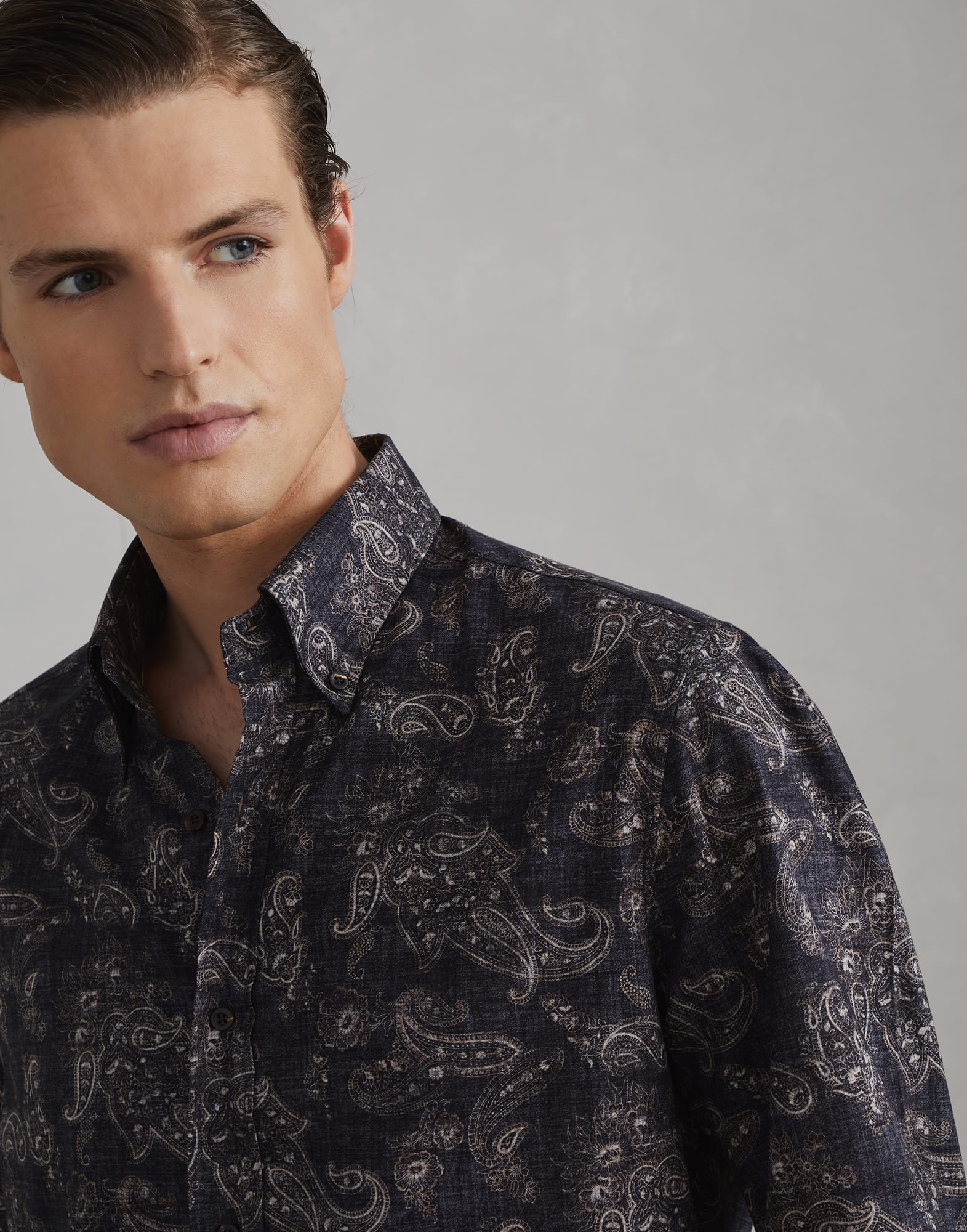 Paisley basic fit shirt (242MY6190038C001) for Man | Brunello Cucinelli