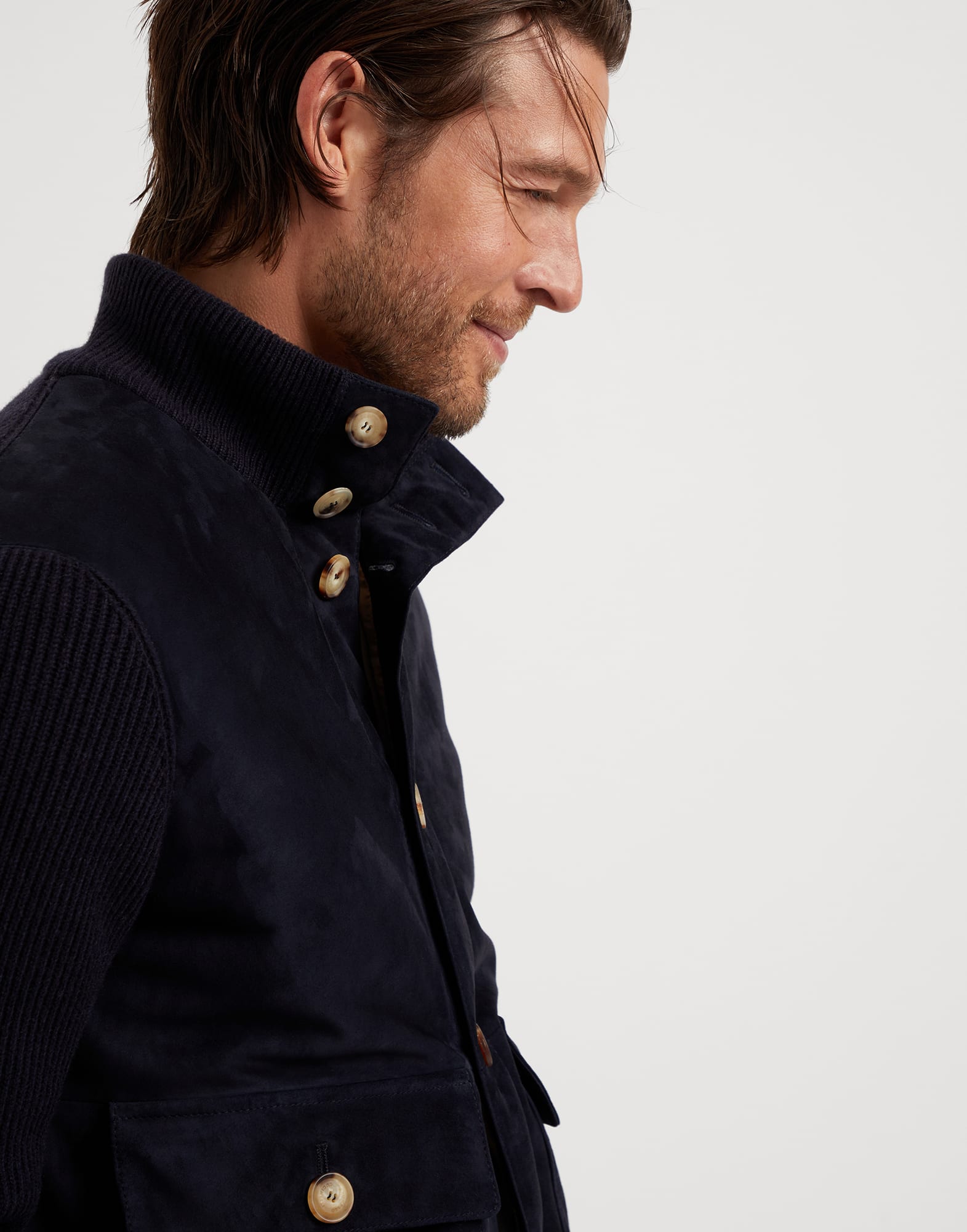 Suede and knit outerwear jacket (242M0PCL1955CRR30) for Man | Brunello ...