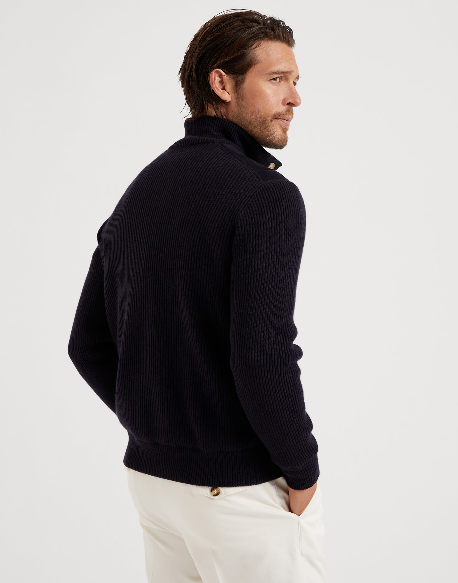 Suede and knit outerwear jacket (242M0PCL1955CRR30) for Man | Brunello ...