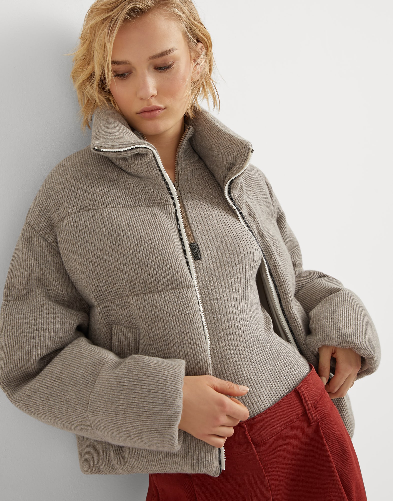 Knit down coat (242M012T7924C9729) for Woman | Brunello Cucinelli